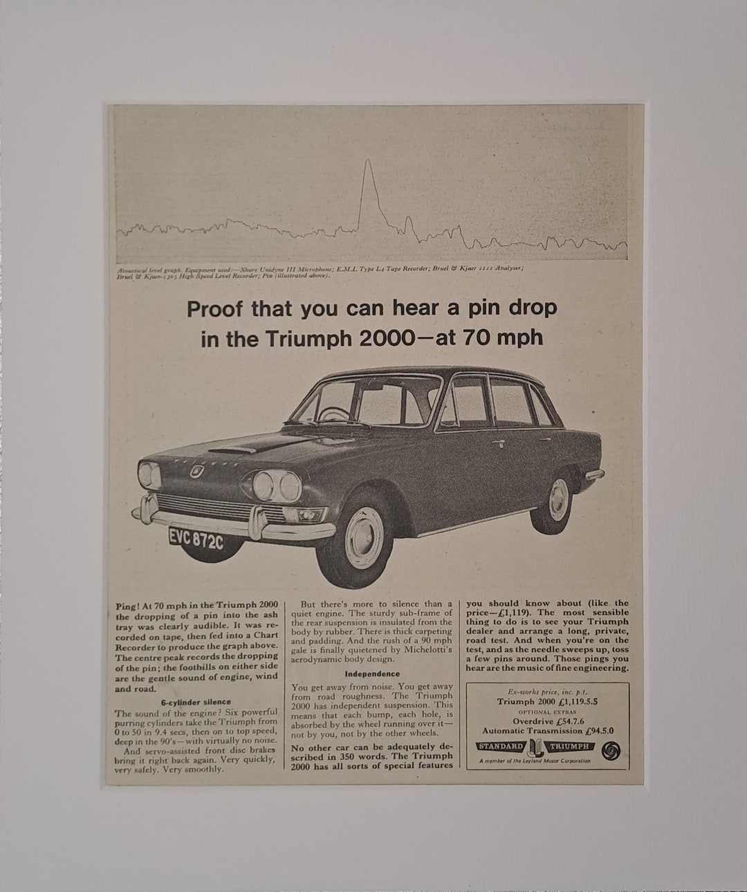 1966 Triumph 2000 Car Original Full Page Vintage Magazine Advertisement ...