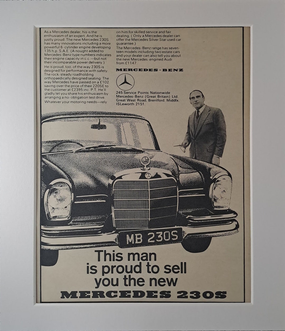 1966 Mercedes-benz 230S Car Original Full Page Vintage Magazine ...