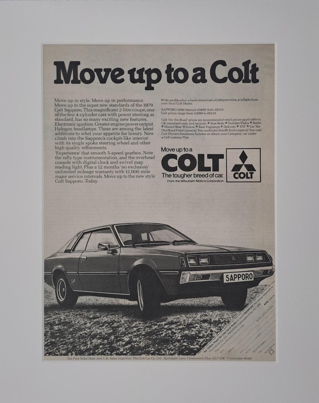 1979 Mitsubishi Colt Sapporo Car Original Vintage Full Page Magazine ...