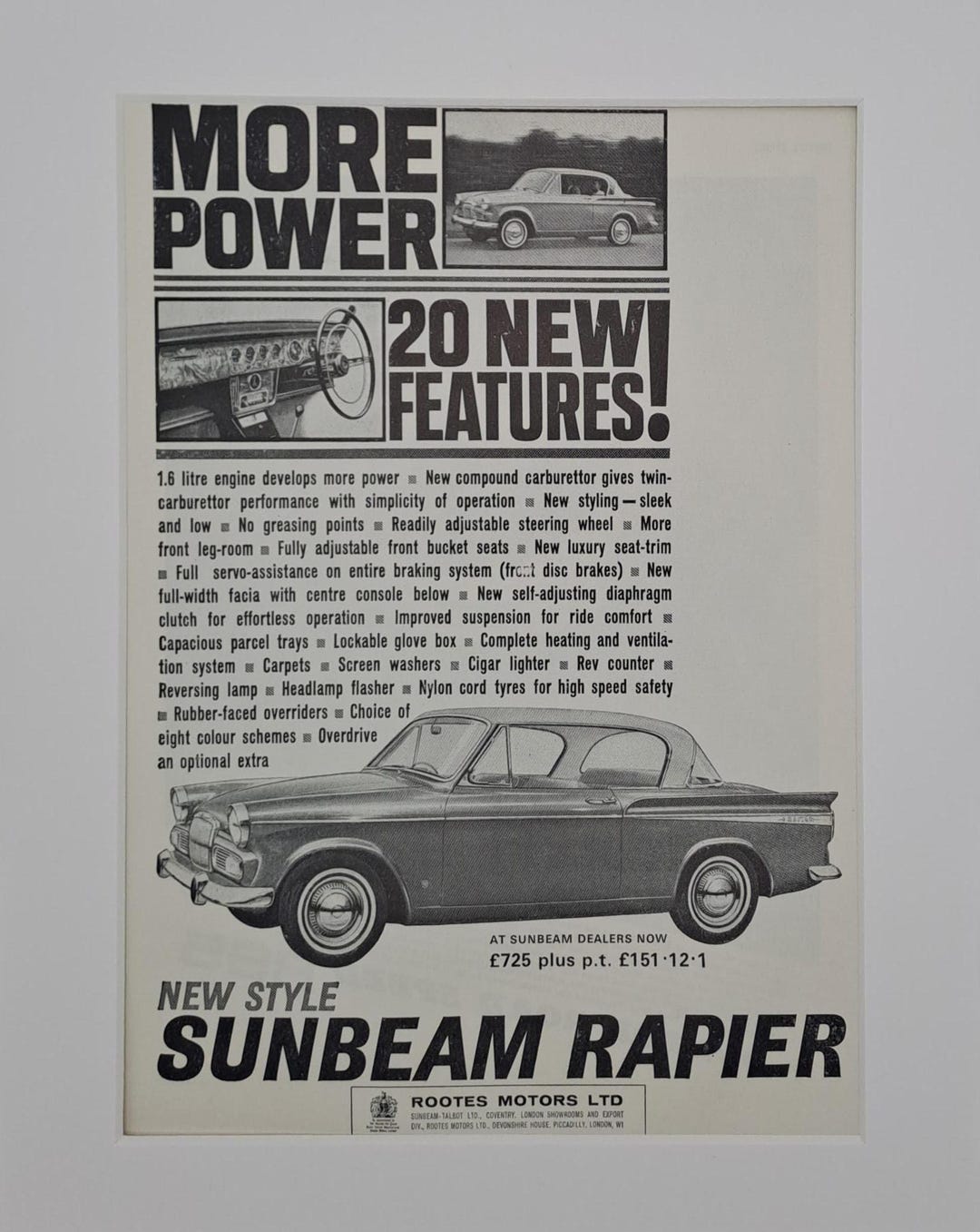 1963 Sunbeam Rapier Car Original Full Page Vintage Magazine ...