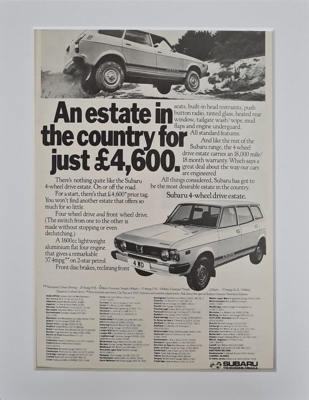 1979 Subaru 4WD Country Estate Car Original Full Page Vintage Magazine ...