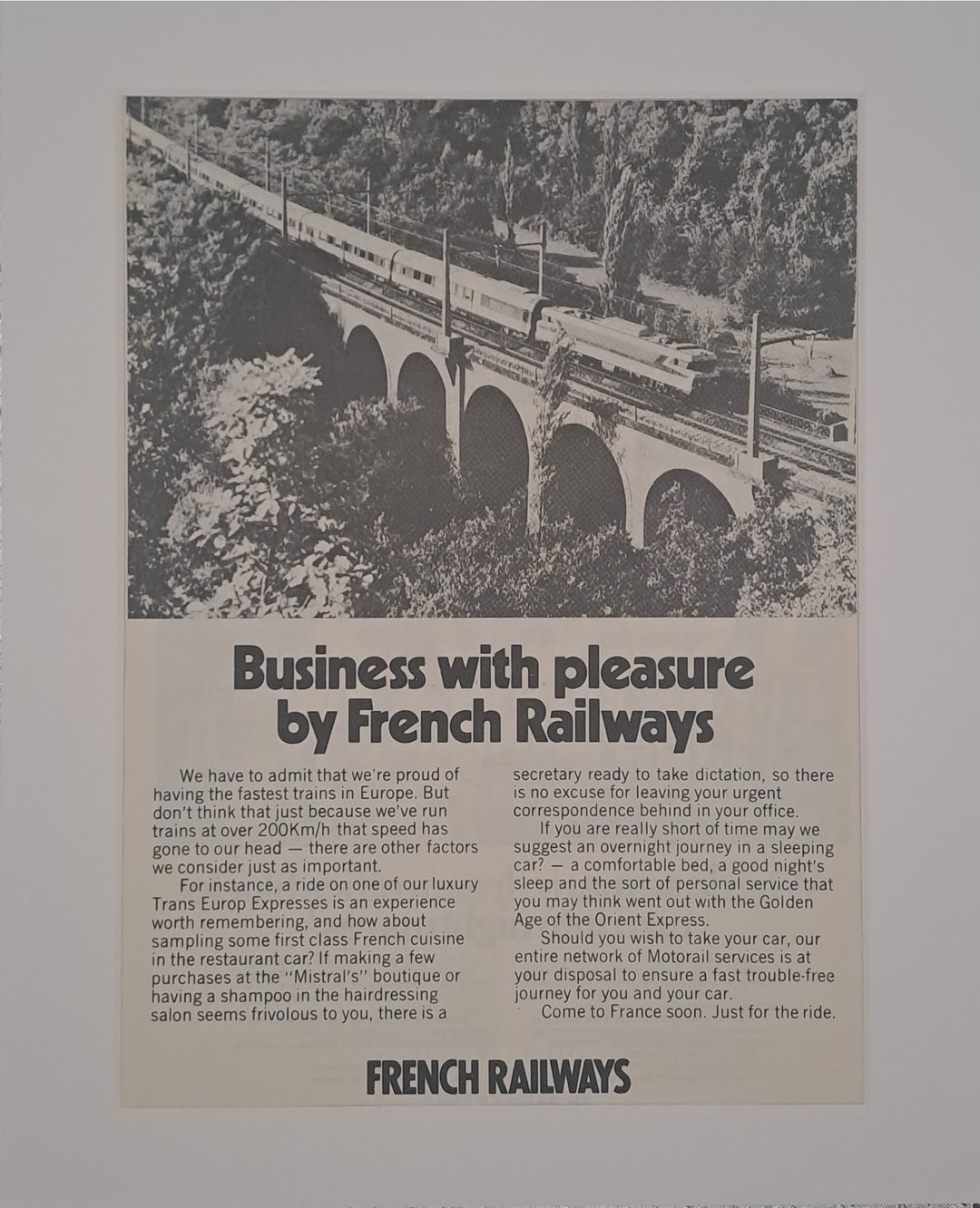 1976 French Railways Original Full Page Vintage Magazine Advertisement ...