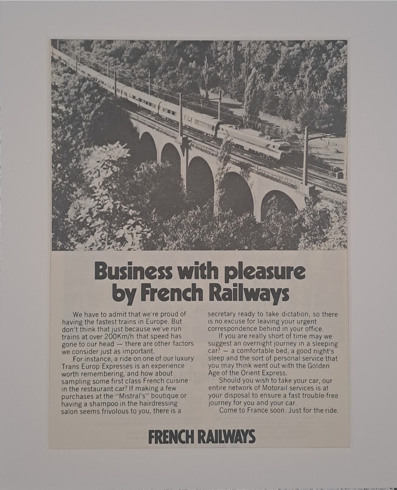 1976 French Railways Original Full Page Vintage Magazine Advertisement ...