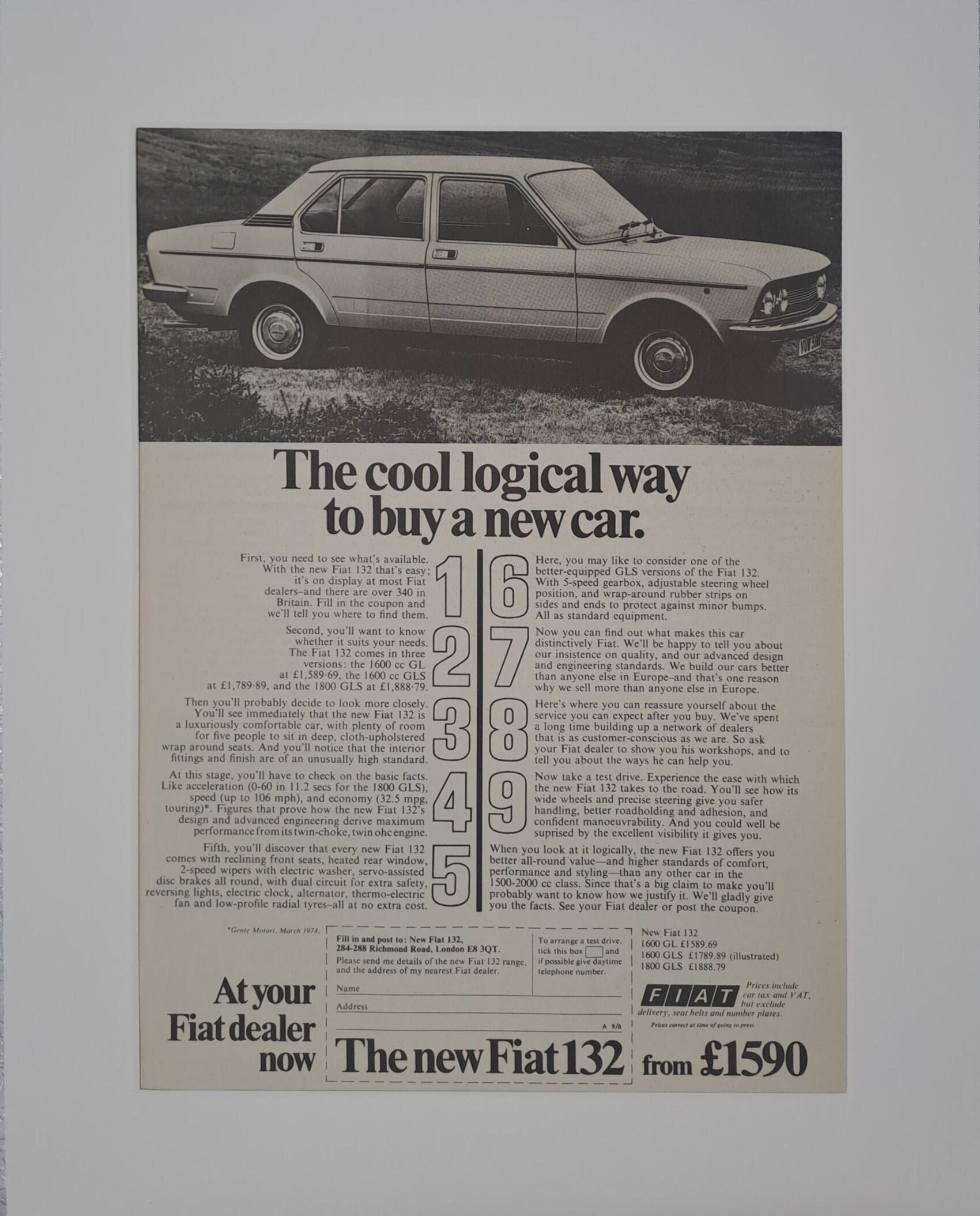 1974 Fiat 132 Car Original Full Page Vintage Magazine Advertisements - Etsy