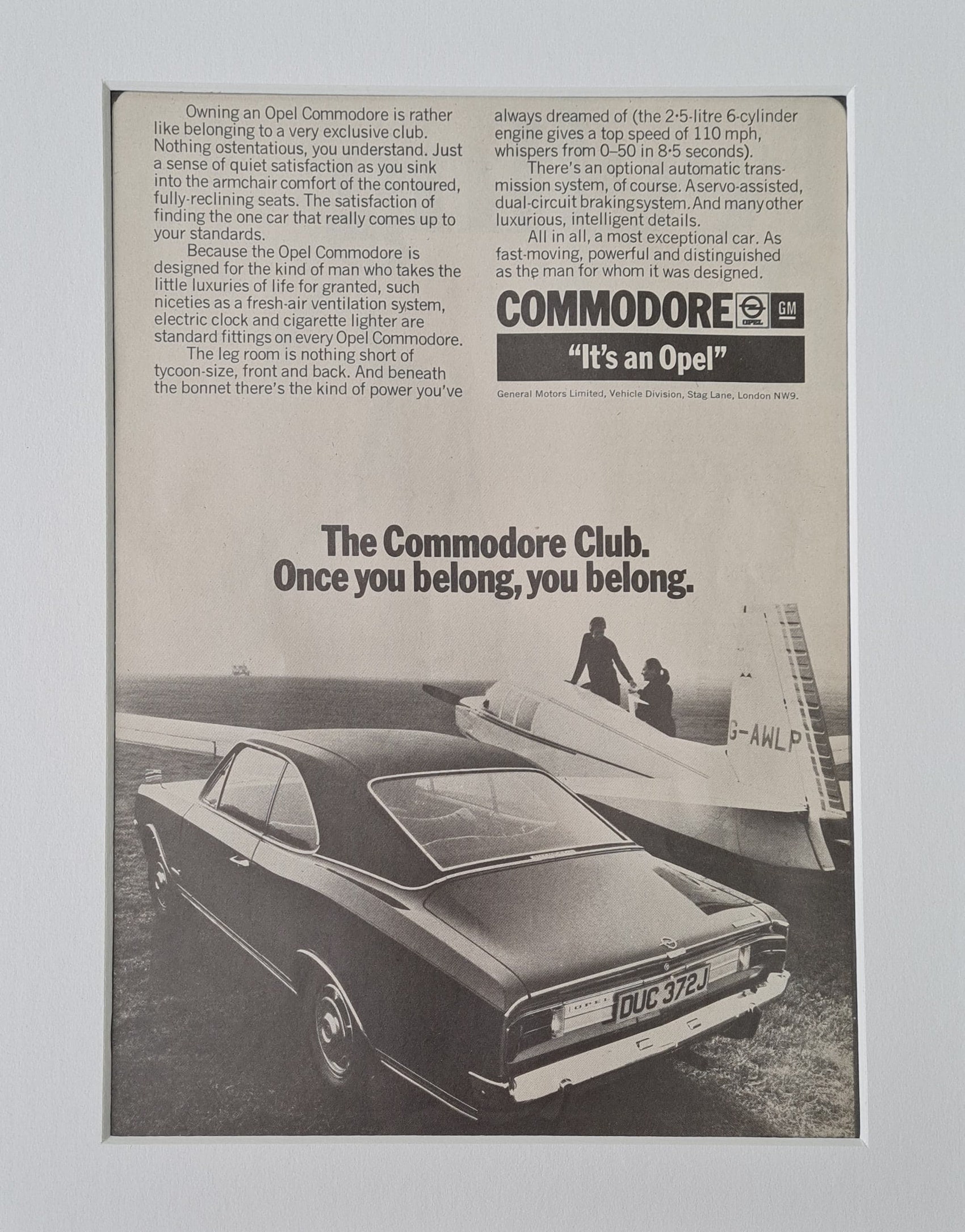 1971 Opel Commodore Car Original Full Page Vintage Magazine ...