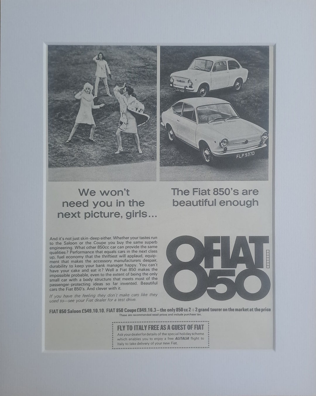1966 Fiat 850 Saloon and Coupe Cars Original Full Page Vintage Magazine ...