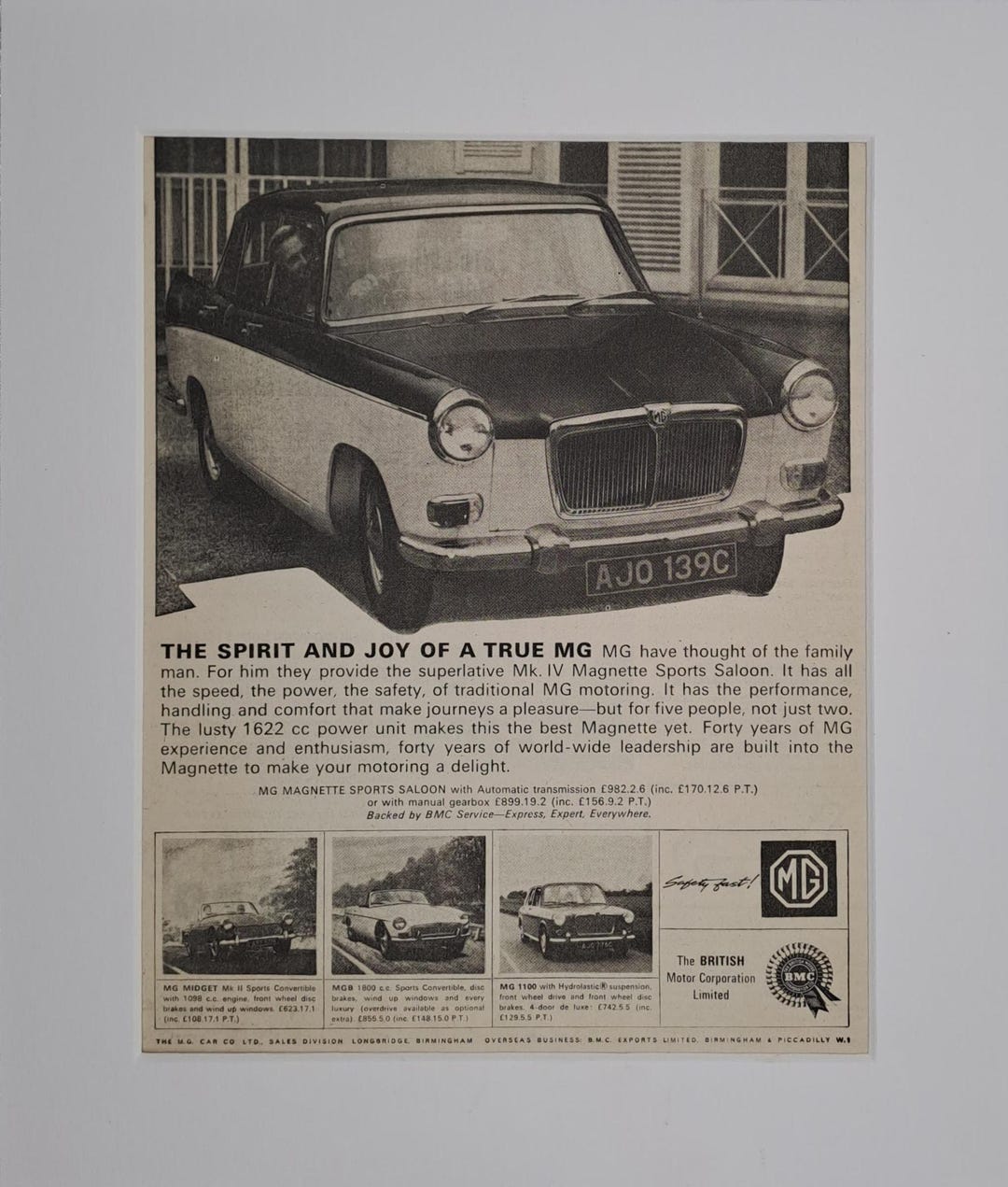 1965 MG Mk. IV Magnette Sports Saloon Car Original Full Page Vintage ...