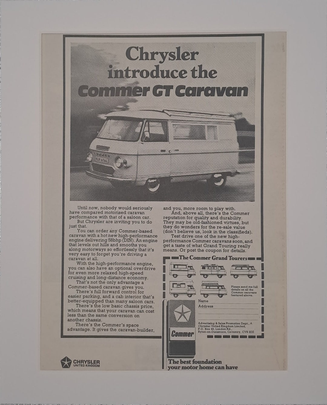 1973 Chrysler Commer GT Caravan Full Page Vintage Magazine ...