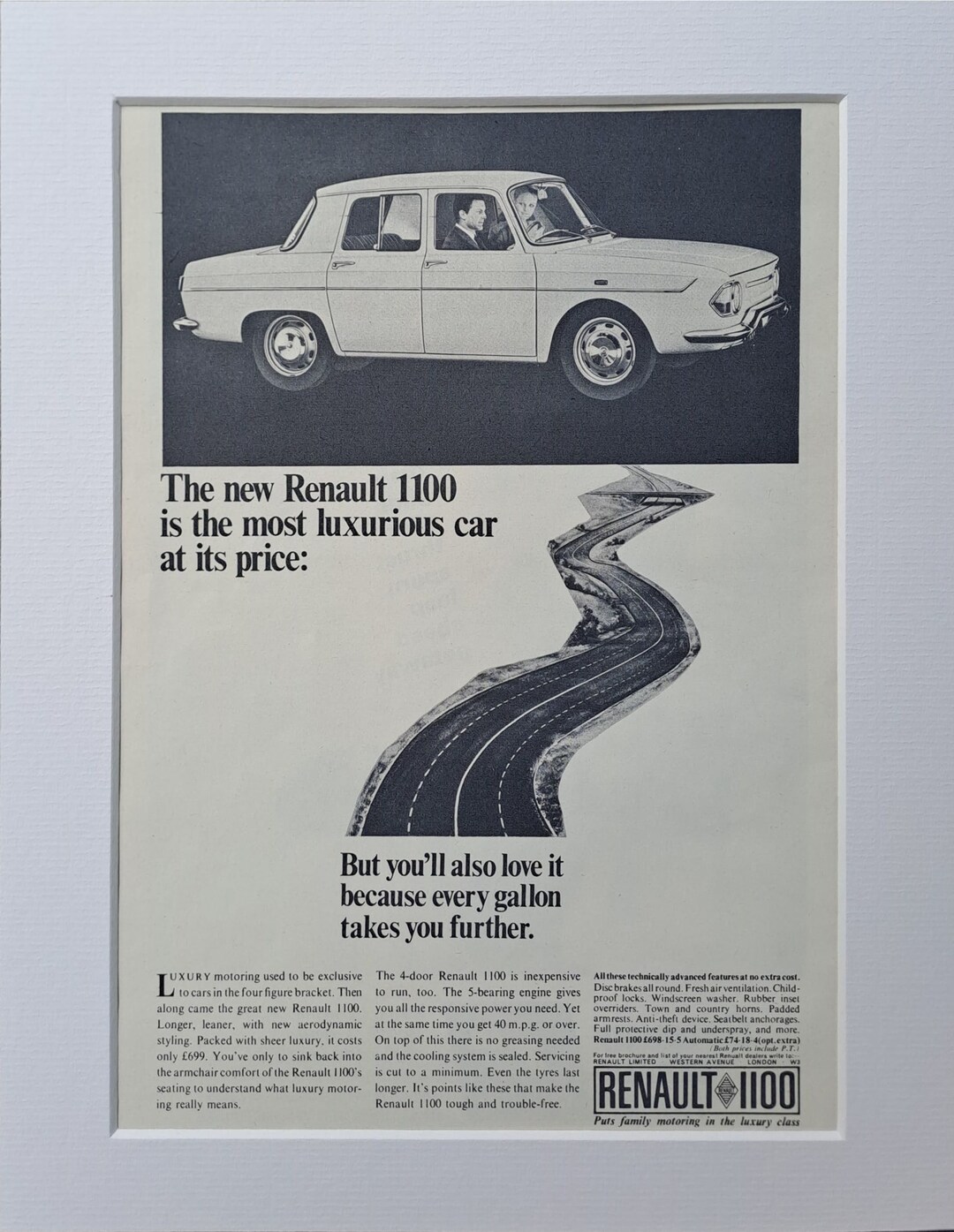 1966 Renault 1100 Car Original Full Page Magazine Advertisement - Etsy