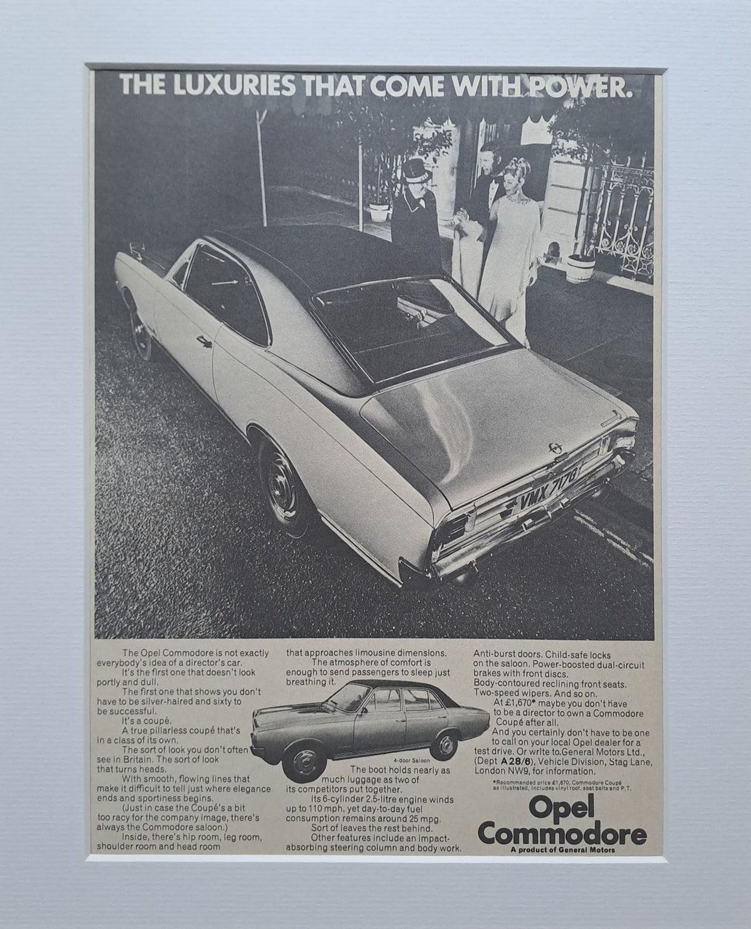 1969 Opel Commodore Coupe and Saloon Cars Original Full Page Magazine ...