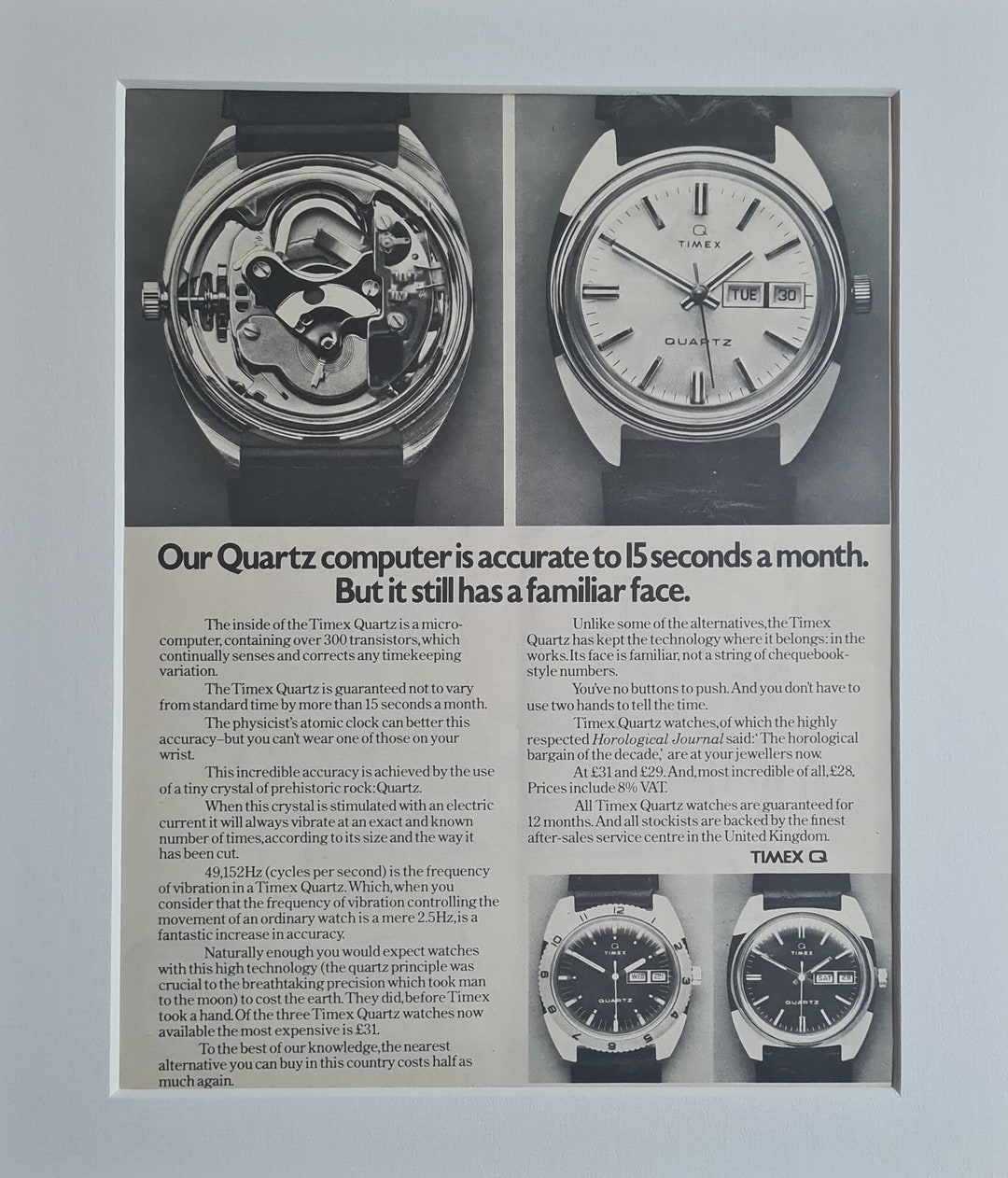 1976 Timex Quartz Watch Original Full Page Vintage Magazine ...