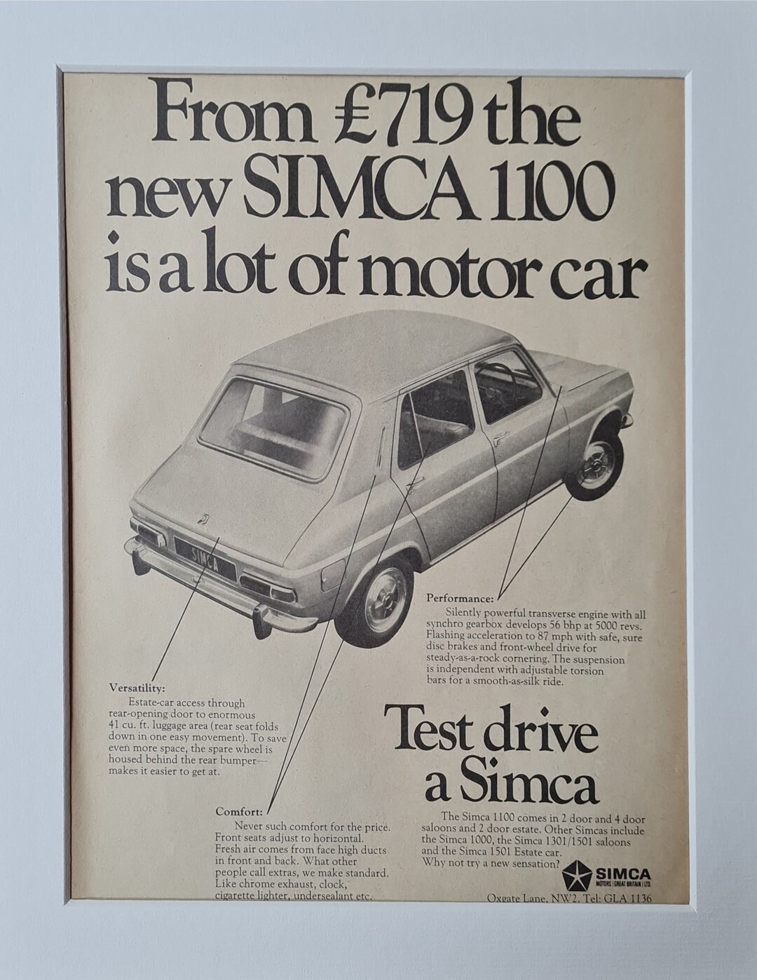 1967 Simca 1110 Saloon Car Original Full Page Vintage Magazine ...