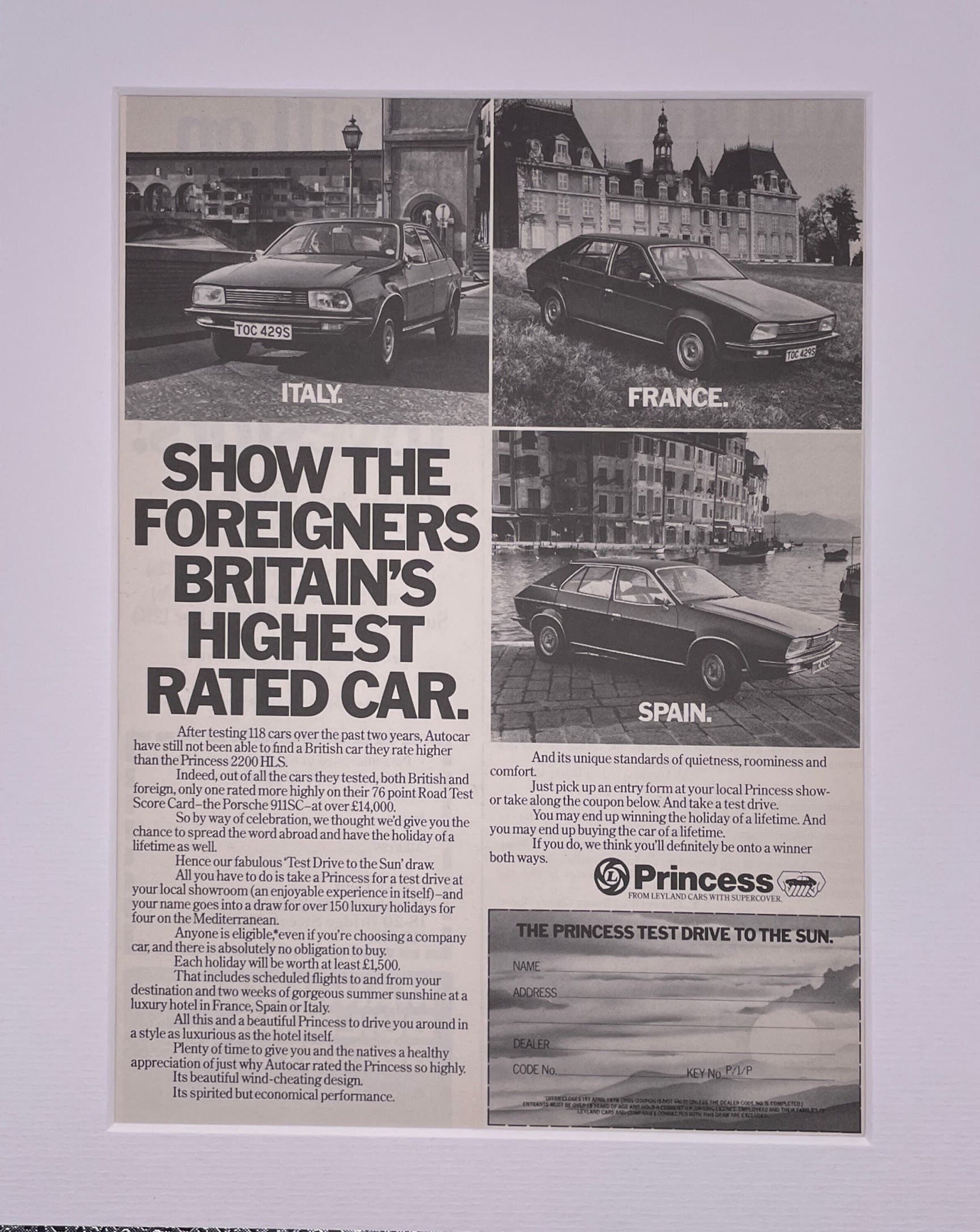 1978 British Leyland Princess 2200 HLS Car Original Full Page Vintage ...