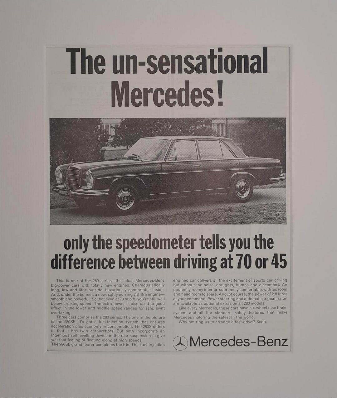 1968 Mercedes-benz 280 Car Original Full Page Vintage Magazine ...