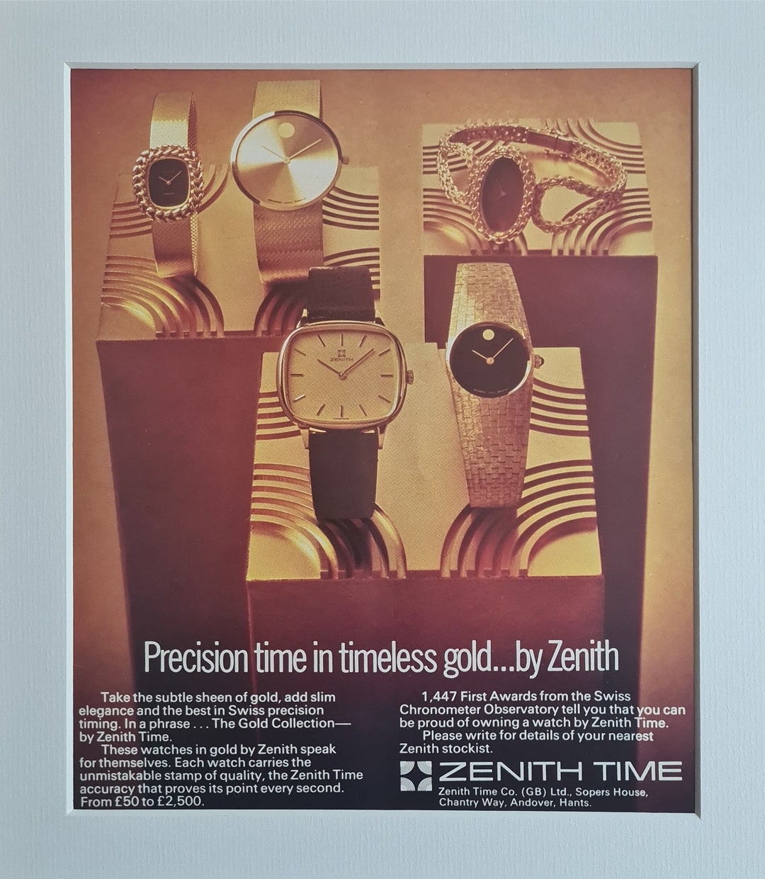 1974 Zenith Time Men and Ladies Watches Original Full Page Vintage ...