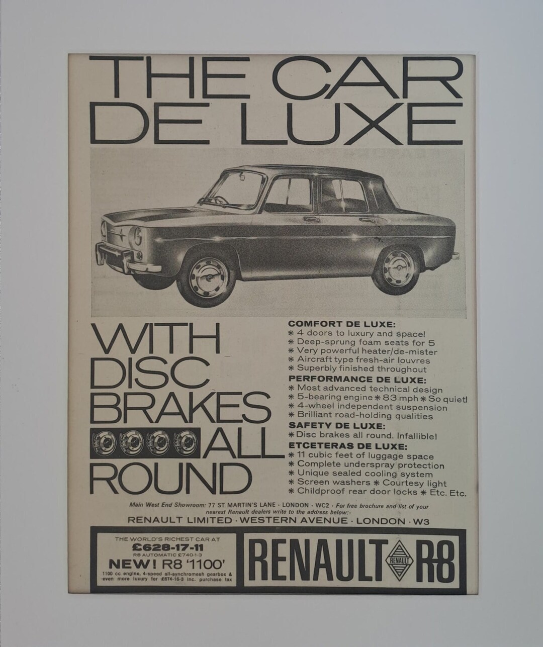 1964 Renault R8 1100 Car Original Full Page Vintage Magazine ...