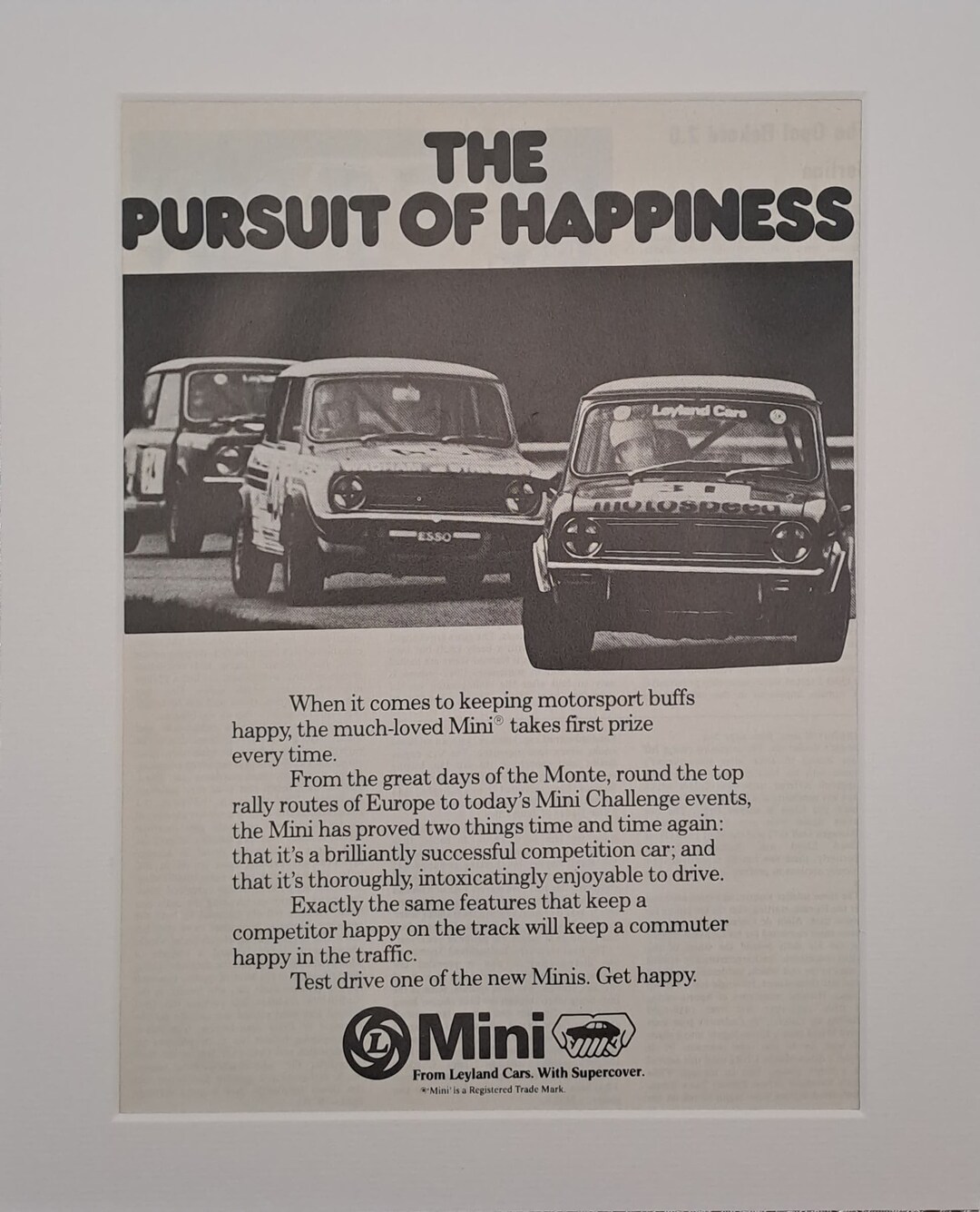 1978 Mini Motorsport Original Full Page Vintage Magazine Advertisement ...