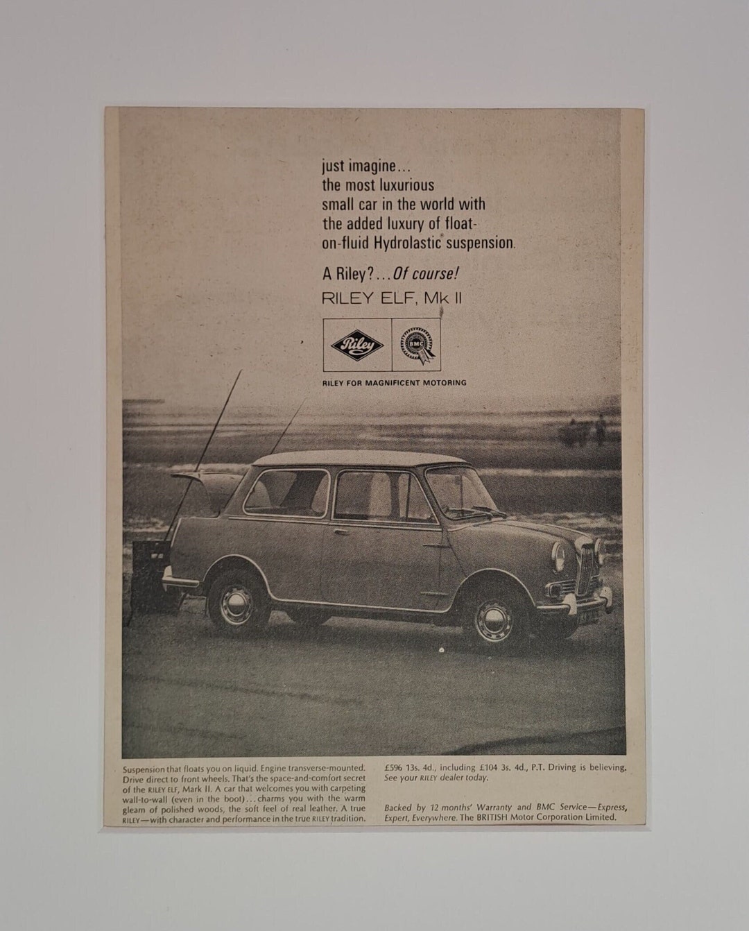 1965 Riley Elf Mk II Car Original Full Page Vintage Magazine ...