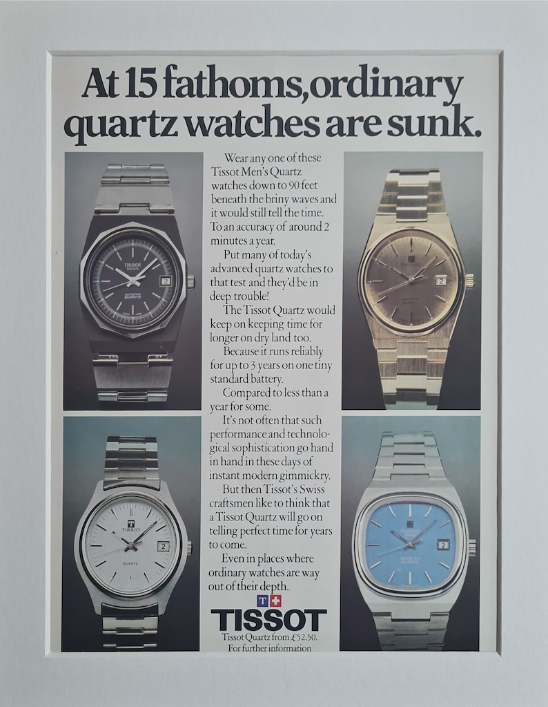 1979 Tissot Quartz Men's Watches Original Full Page Vintage Magazine ...