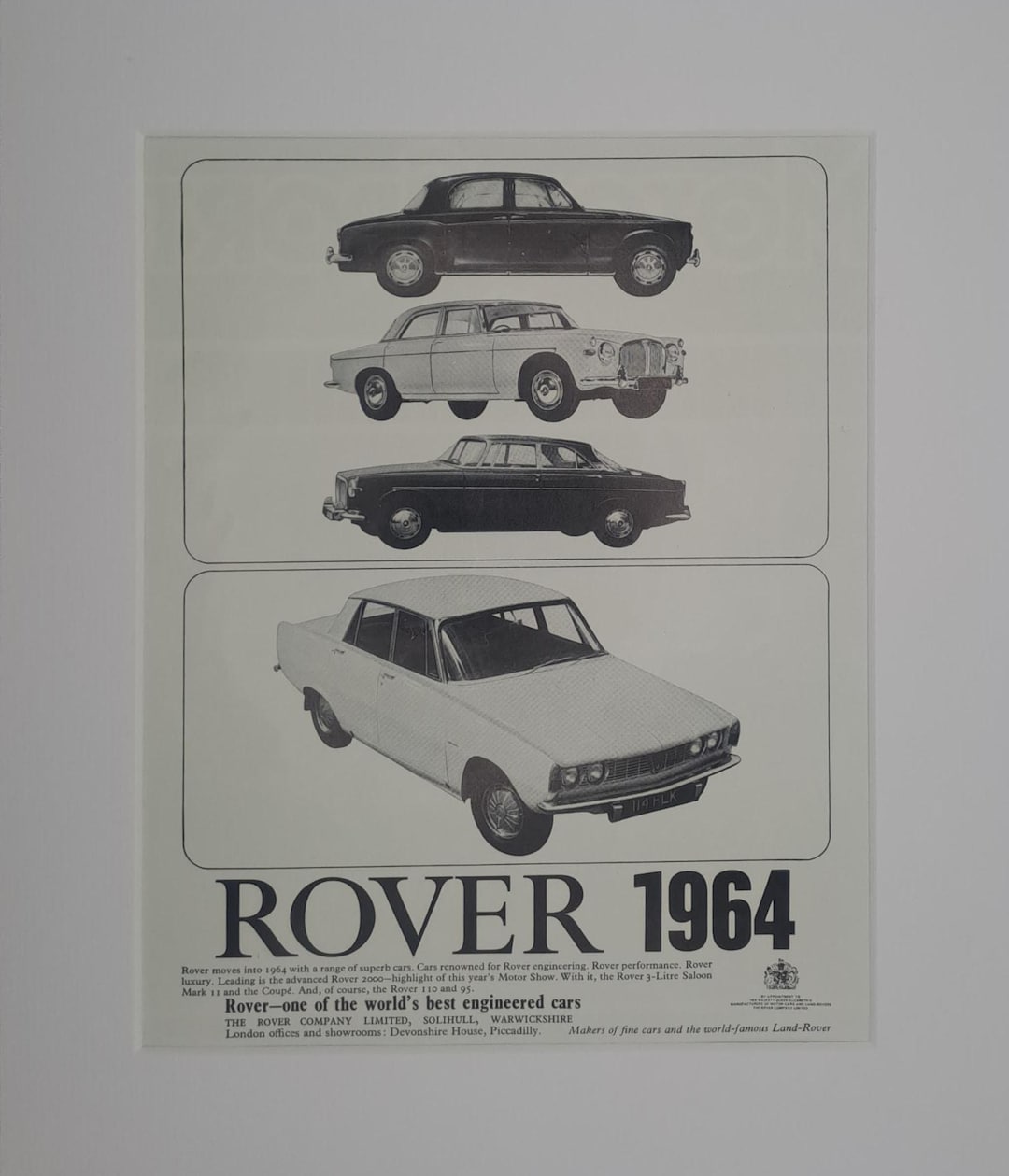 1964 Rover 2000, 3 Litre Saloon, Mark II and Coupe Cars Original Full ...