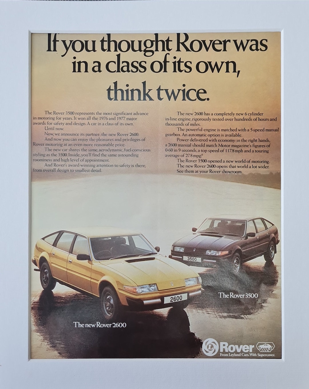 1978 Rover 3500 and 2600 Cars Original Full Page Vintage Magazine ...