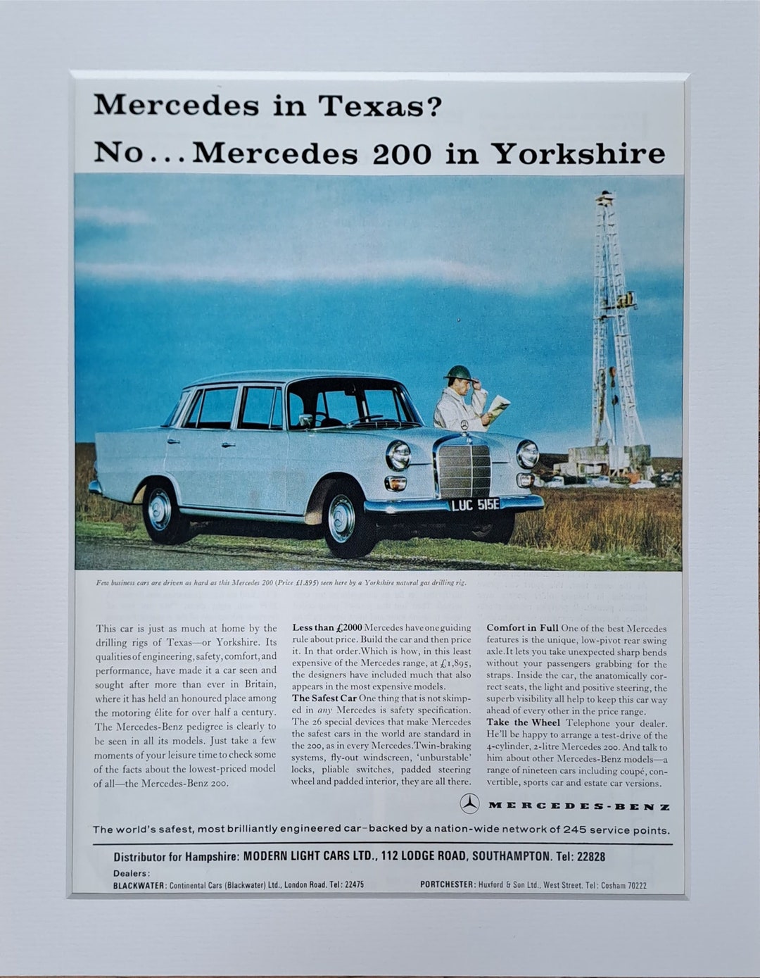 1967 Mercedes-benz 200 Car Original Full Page Vintage Magazine ...
