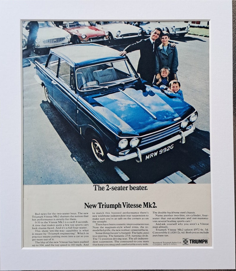 1969 Triumph Vitesse Mk2 Car Original Full Page Vintage - Etsy