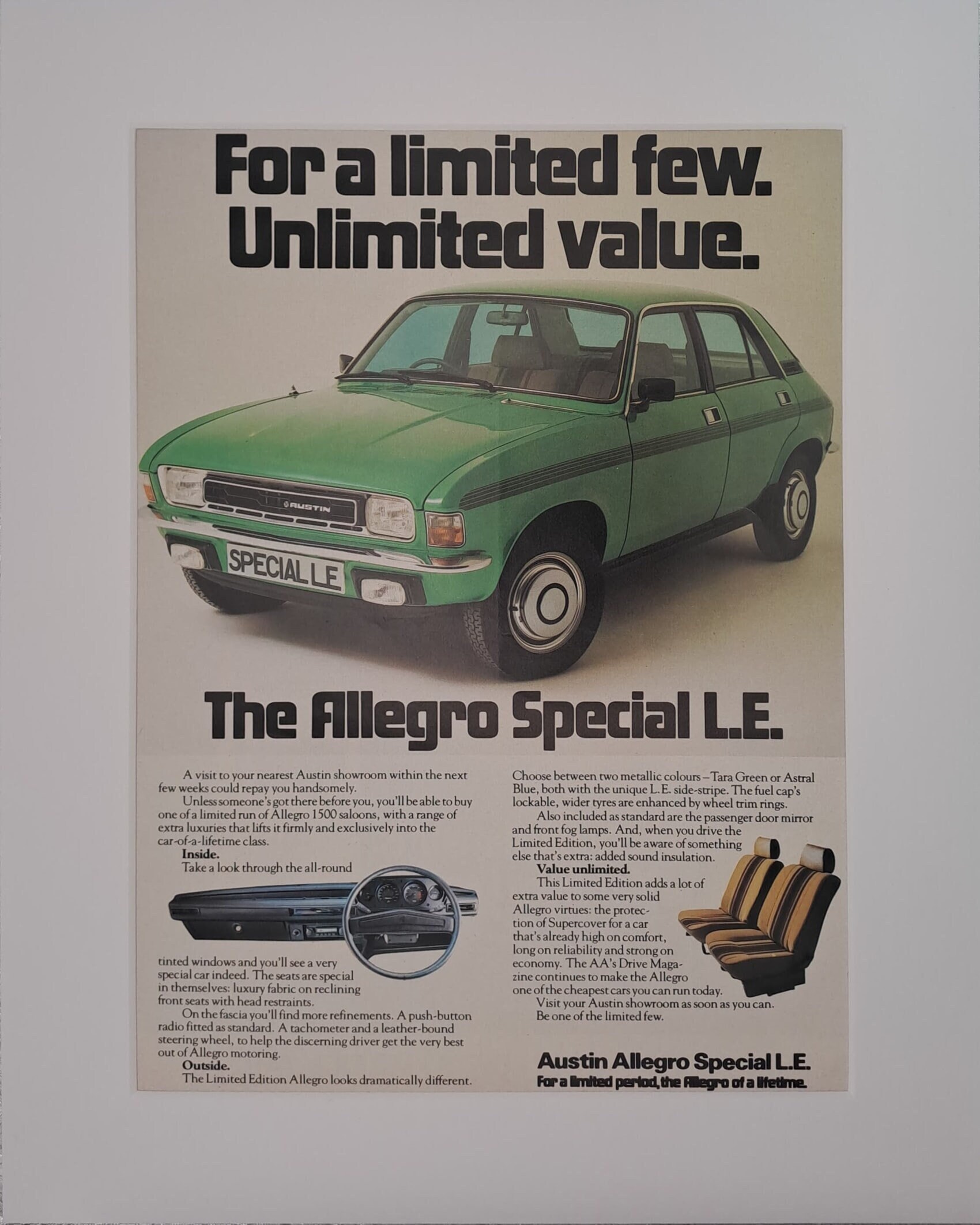 1978 Austin Allegro Special L.E. Car Original Full Page Vintage ...