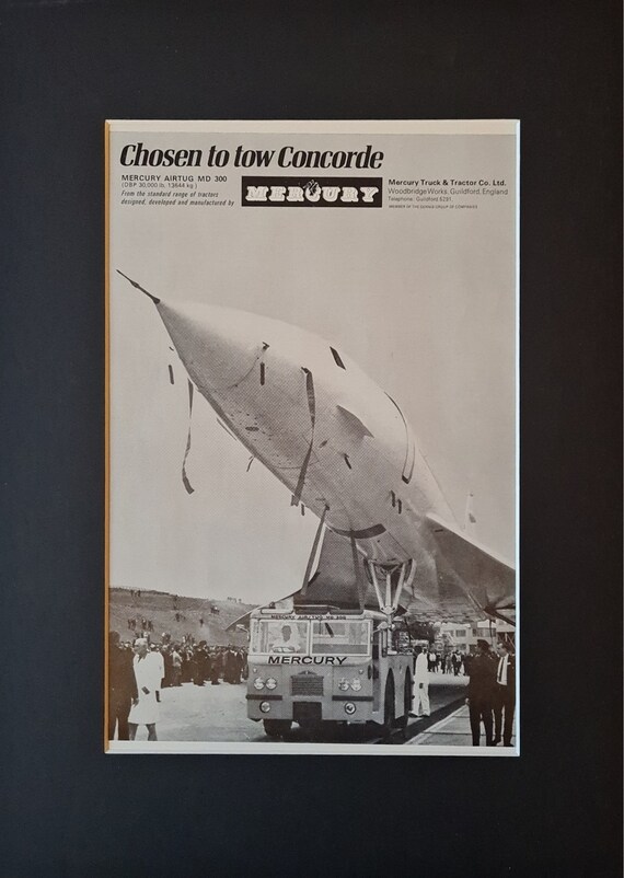 1969 Concorde and Mercury Airtug Full Page Original Magazine - Etsy