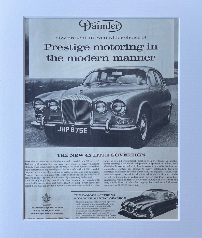 1967 Daimler Sovereign 4.2 Original Full Page Vintage Magazine Advertisement - Etsy