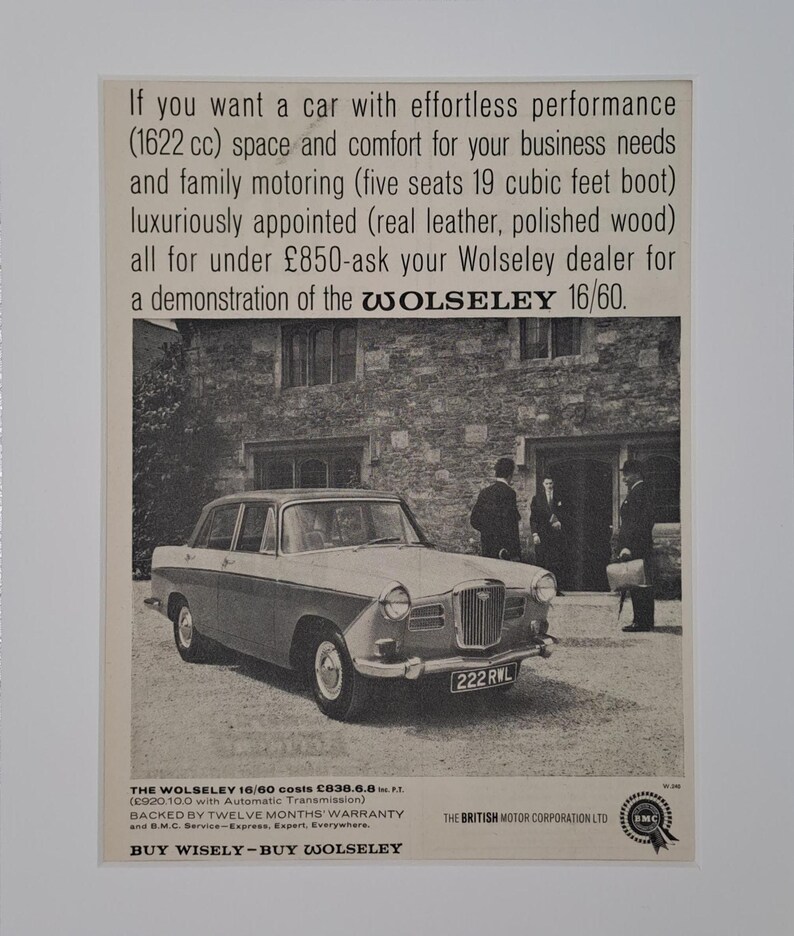 1965 Wolseley 16/60 Car Original Full Page Magazine Advertisement - Etsy
