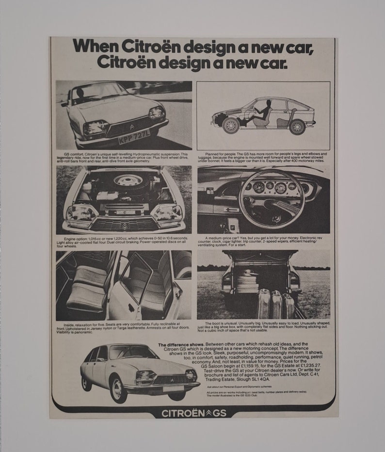1973 Citroen GS Car Original Full Page Vintage Magazine Advertisement ...