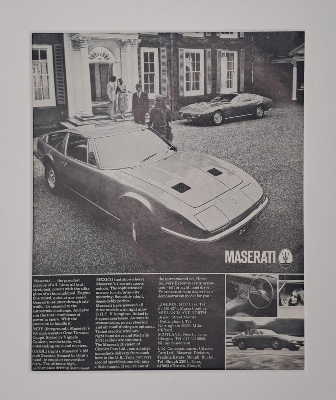 1971 Maserati Indy, Ghibli and Mexico Cars Original Full Page Vintage ...