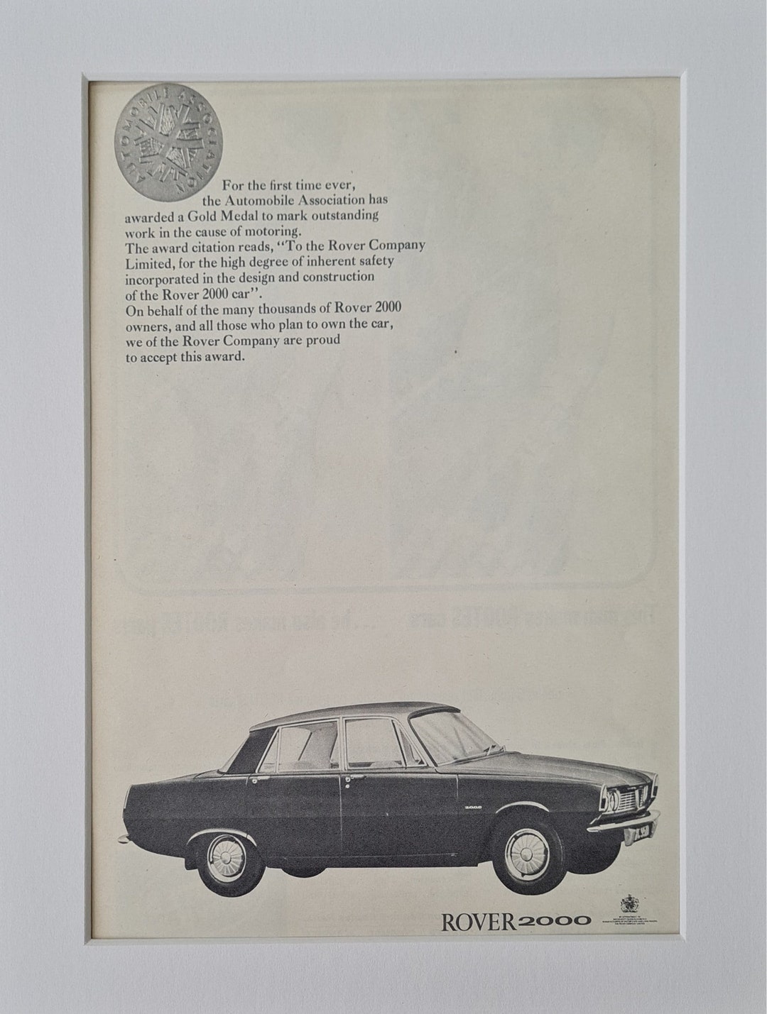 1966 Rover 2000 Car Original Full Page Vintage Magazine Advertisement ...
