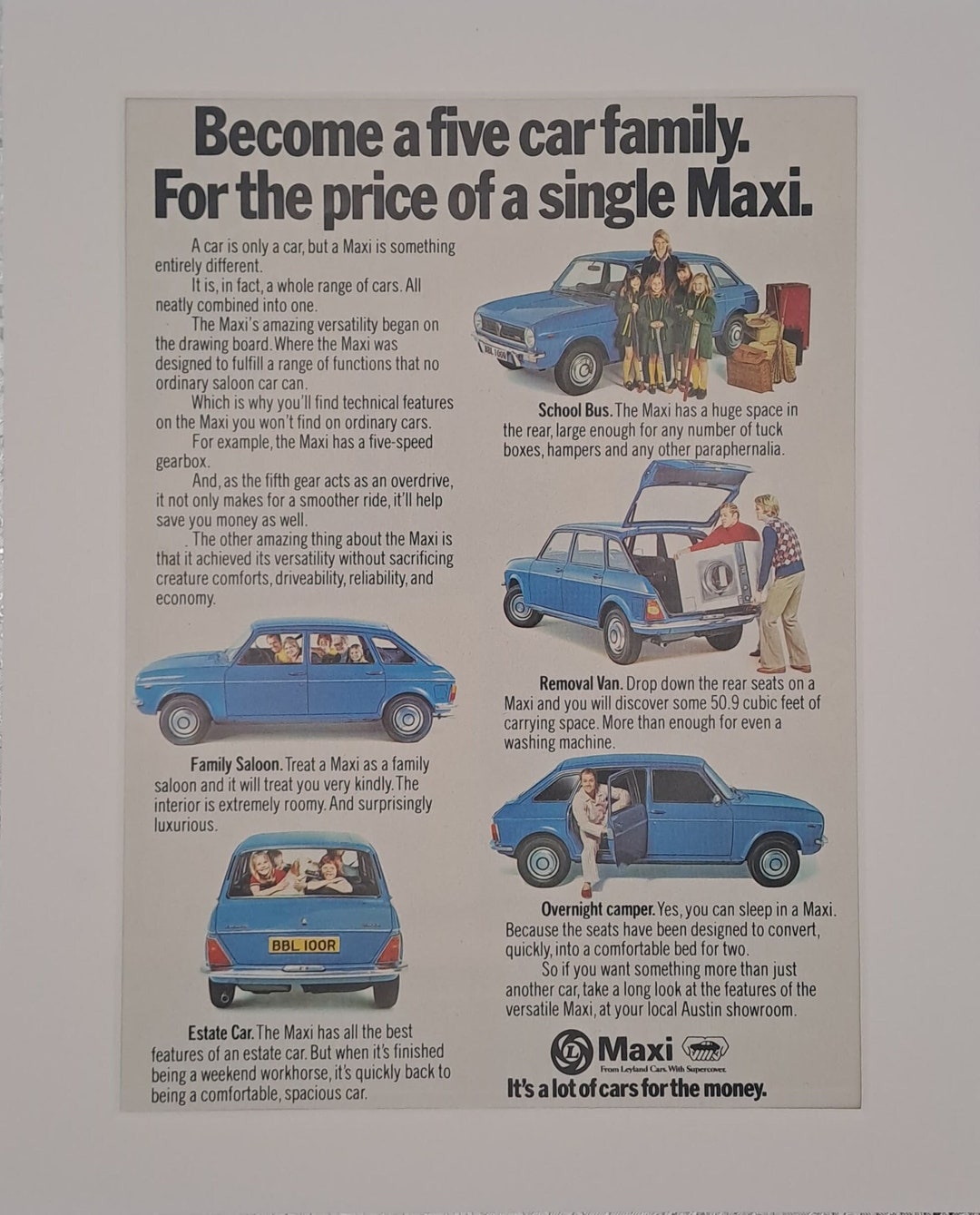 1976 British Leyland Maxi Car Original Full Page Vintage Magazine ...