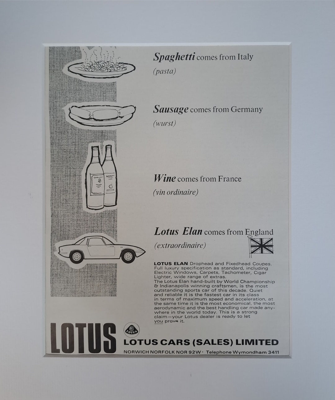 1967 Lotus Elan Car Original Full Page Vintage Magazine Advertisement - Etsy