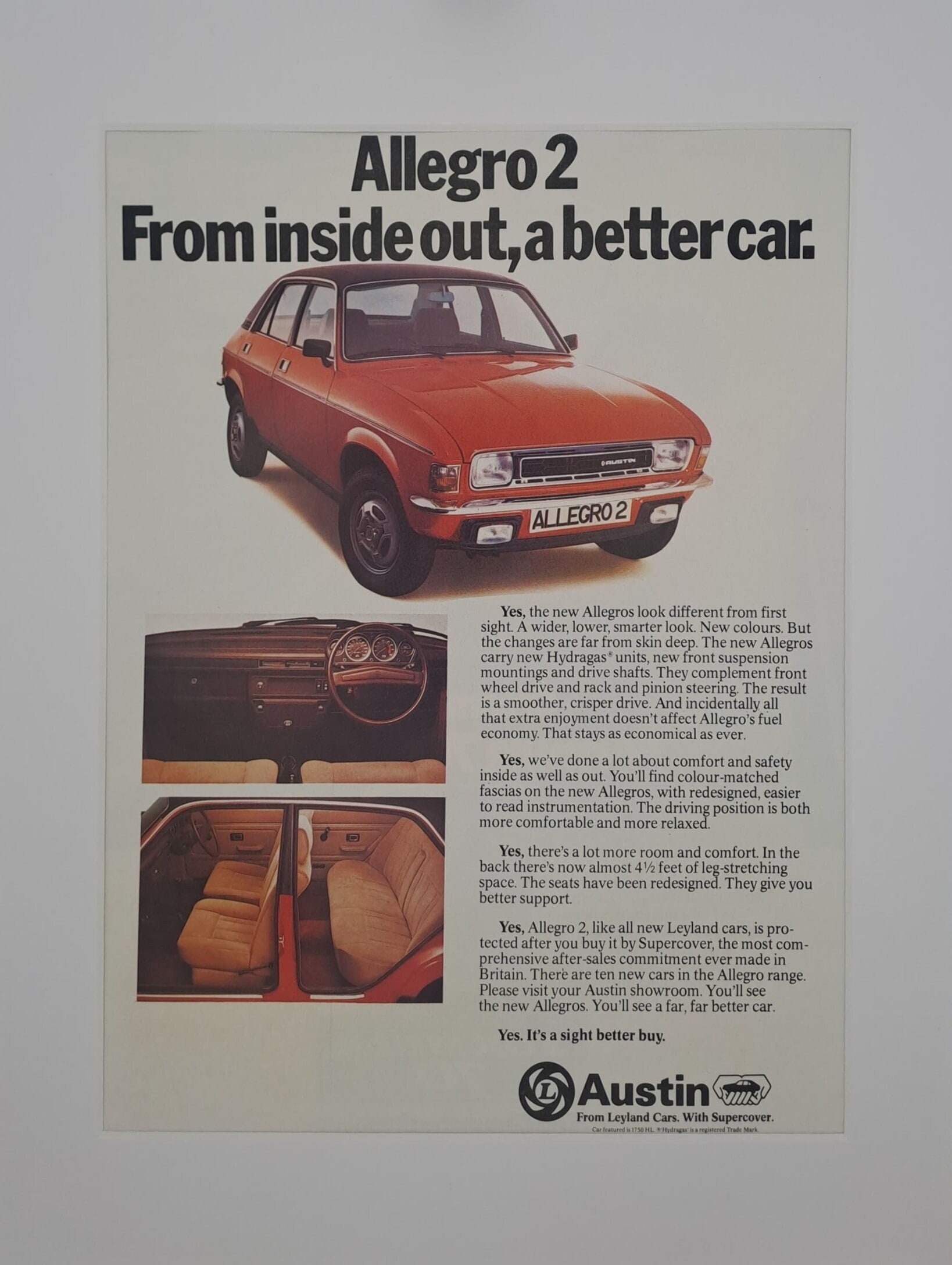 1976 Austin Allegro 2 Car Original Full Page Vintage Magazine ...