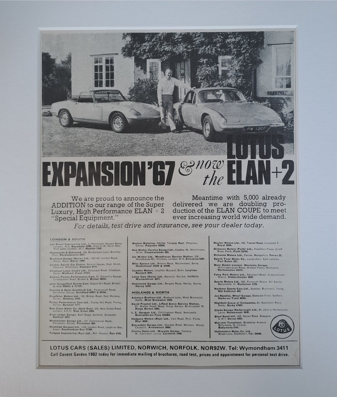 1967 Lotus Elan +2 and Lotus Elan Coupe Cars Original Full Page Vintage Magazine Advertisement ...