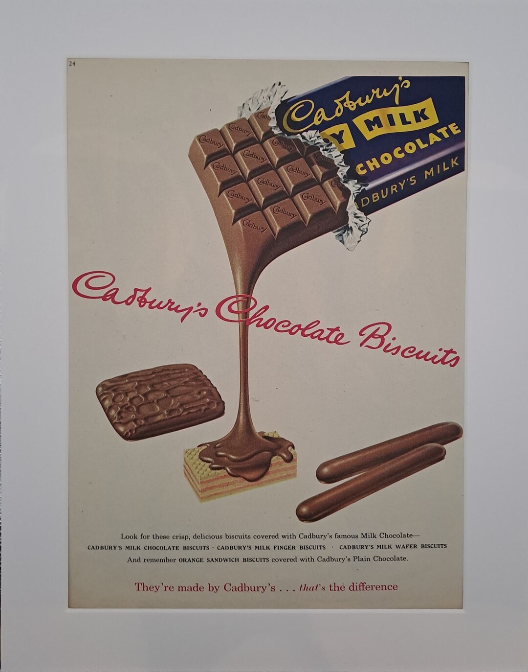 1953 Cadbury's Chocolate Biscuits Original Full Page Vintage Magazine ...