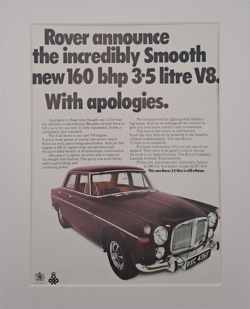 1967 Rover 3.5 Litre V8 Car Original Full Page Vintage Magazine ...
