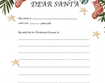 Dear Santa Wish List Printable - Etsy