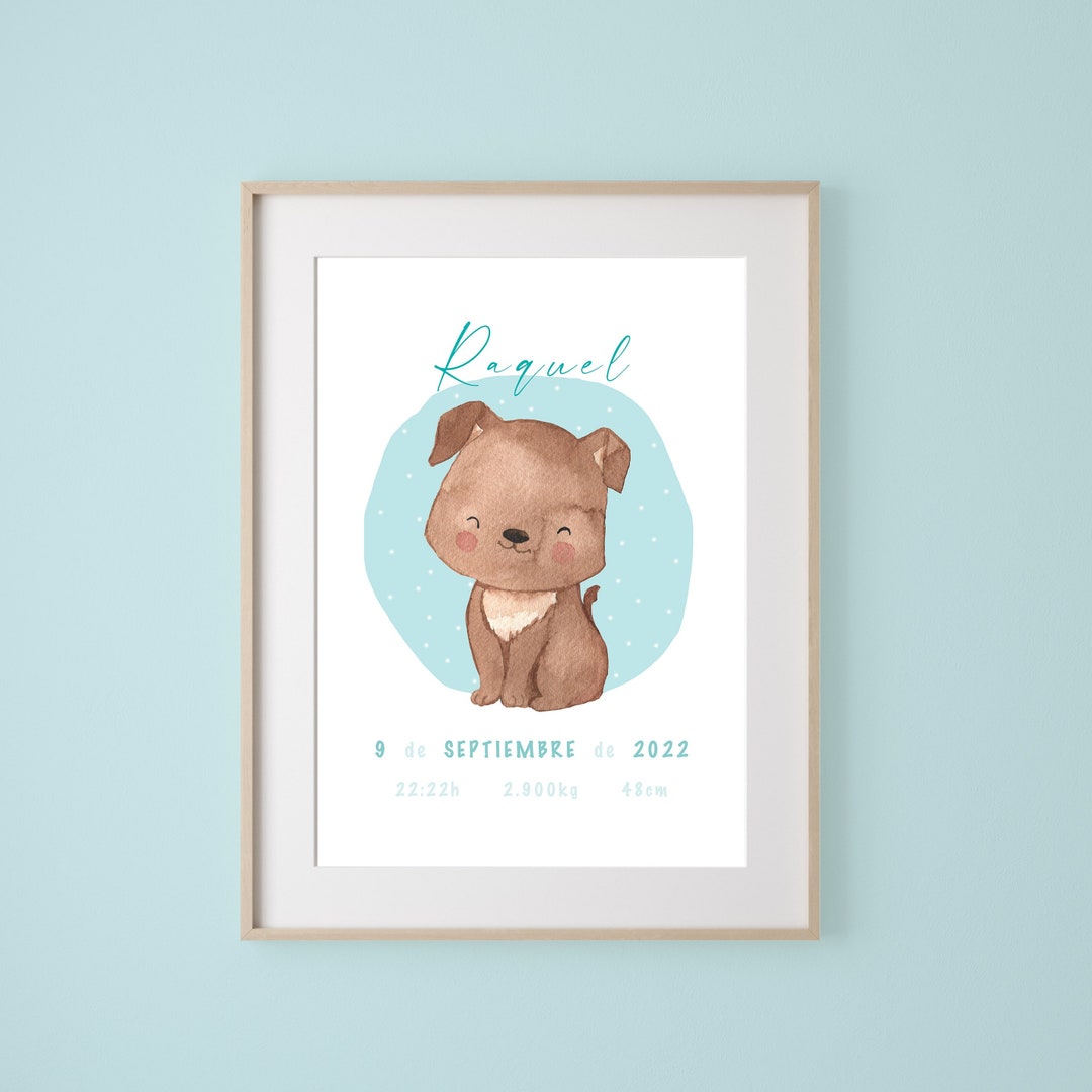 New Born Personalized Watercolor Painting, Unisex Birth Personalized ...