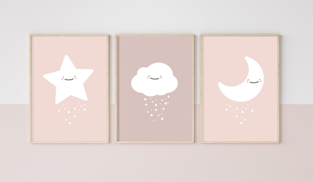 DIGITAL DOWNLOAD Children Prints Moon Star and Clouds, Downloadable ...