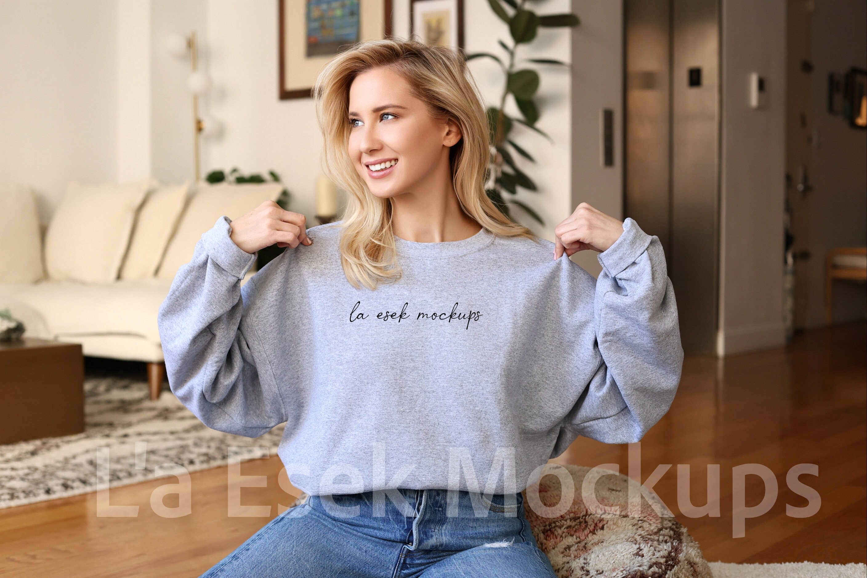 G180 Grey Crewneck Mock-up |gildan 1800 Sport Grey Sweatshirt Mockup ...