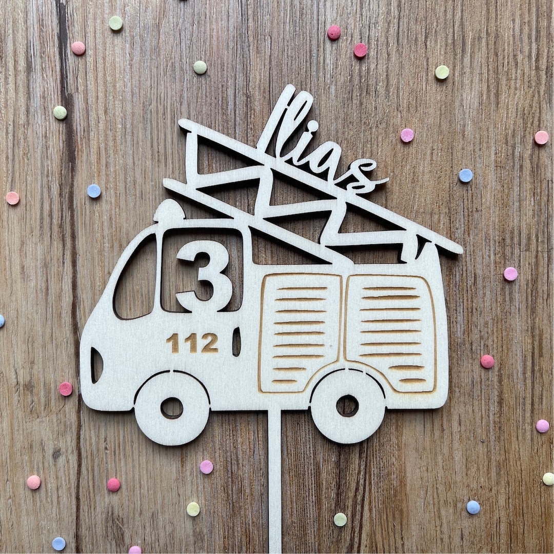 Personalized Cake Topper Fire Engine, Cake Topper, Cake Decoration ...