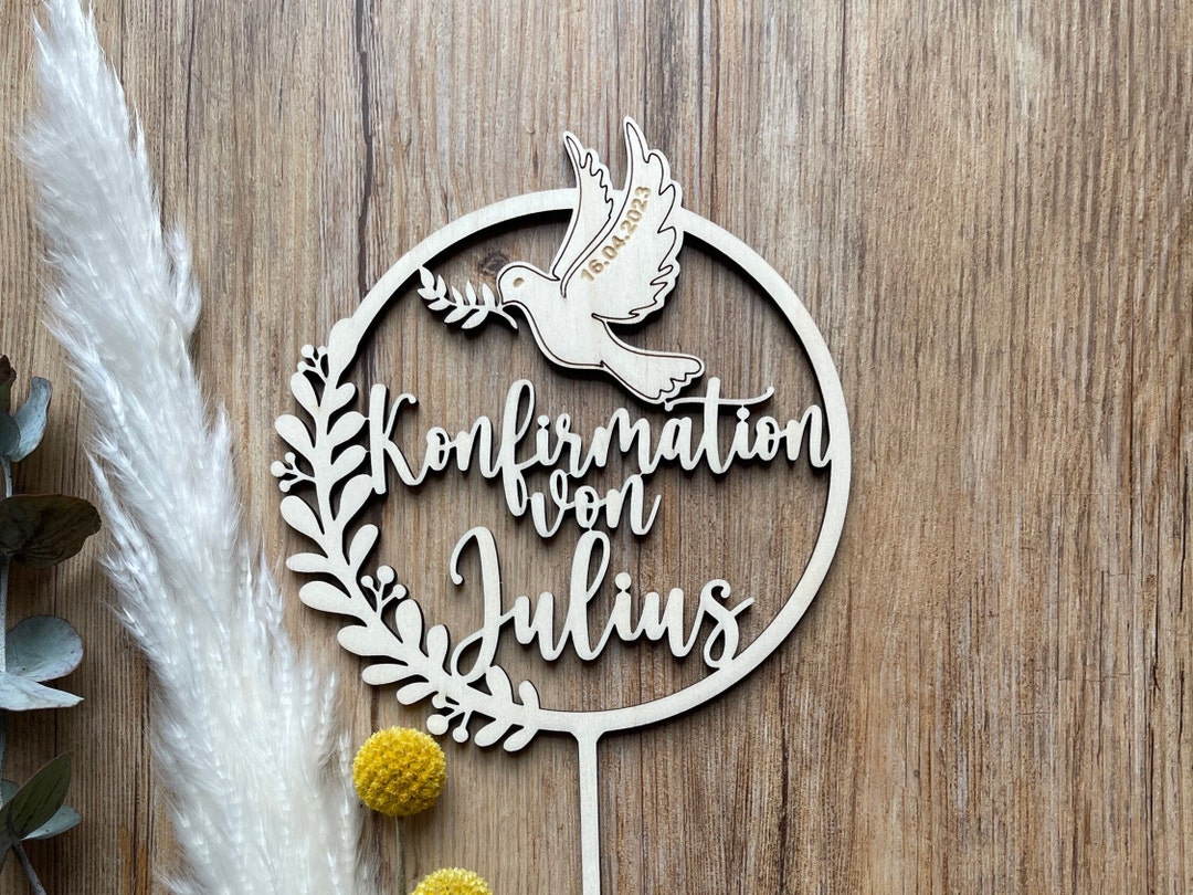 Personalized Cake Topper Confirmation With Dove, Cake Topper, Cake Plug ...