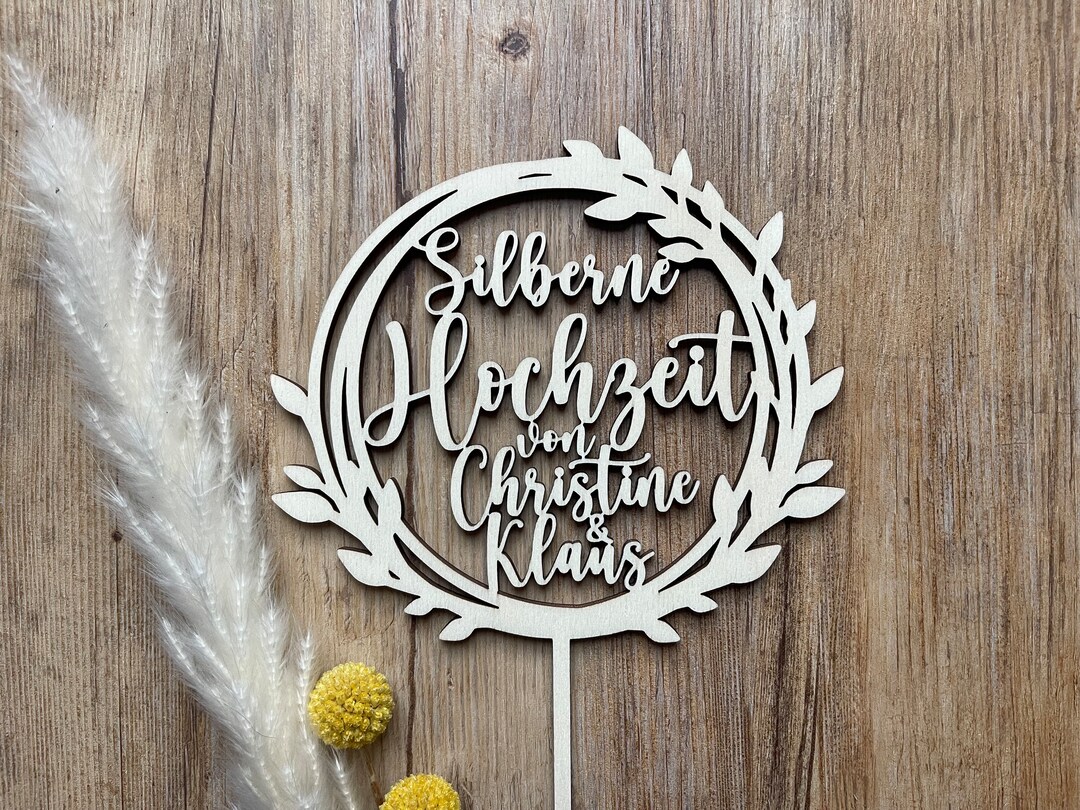 Cake Topper Silver Wedding Personalized Cake Decoration, Silver Wedding ...