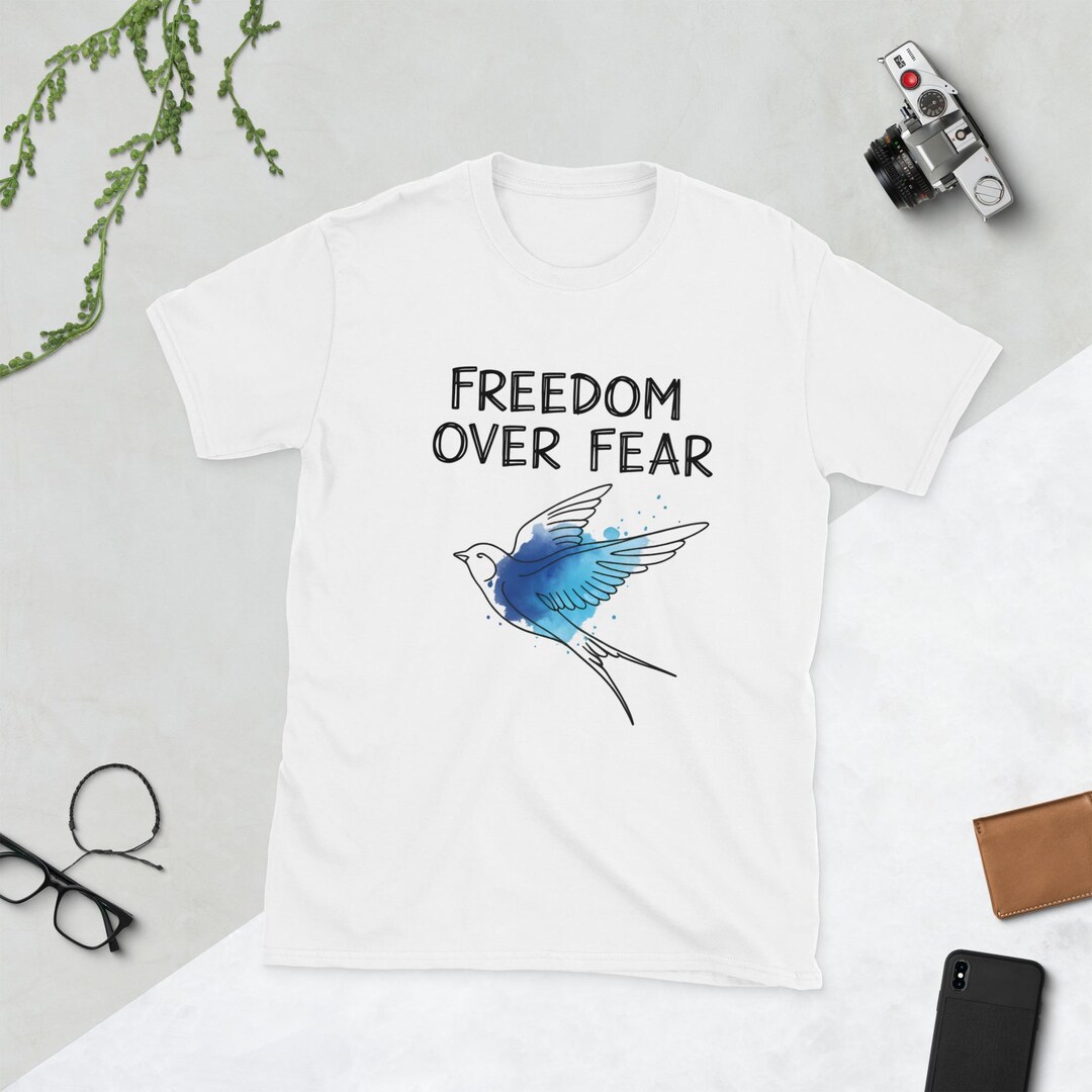Freedom Over Fear T-shirt, Watercolor Swallow Graphic, Inspirational ...