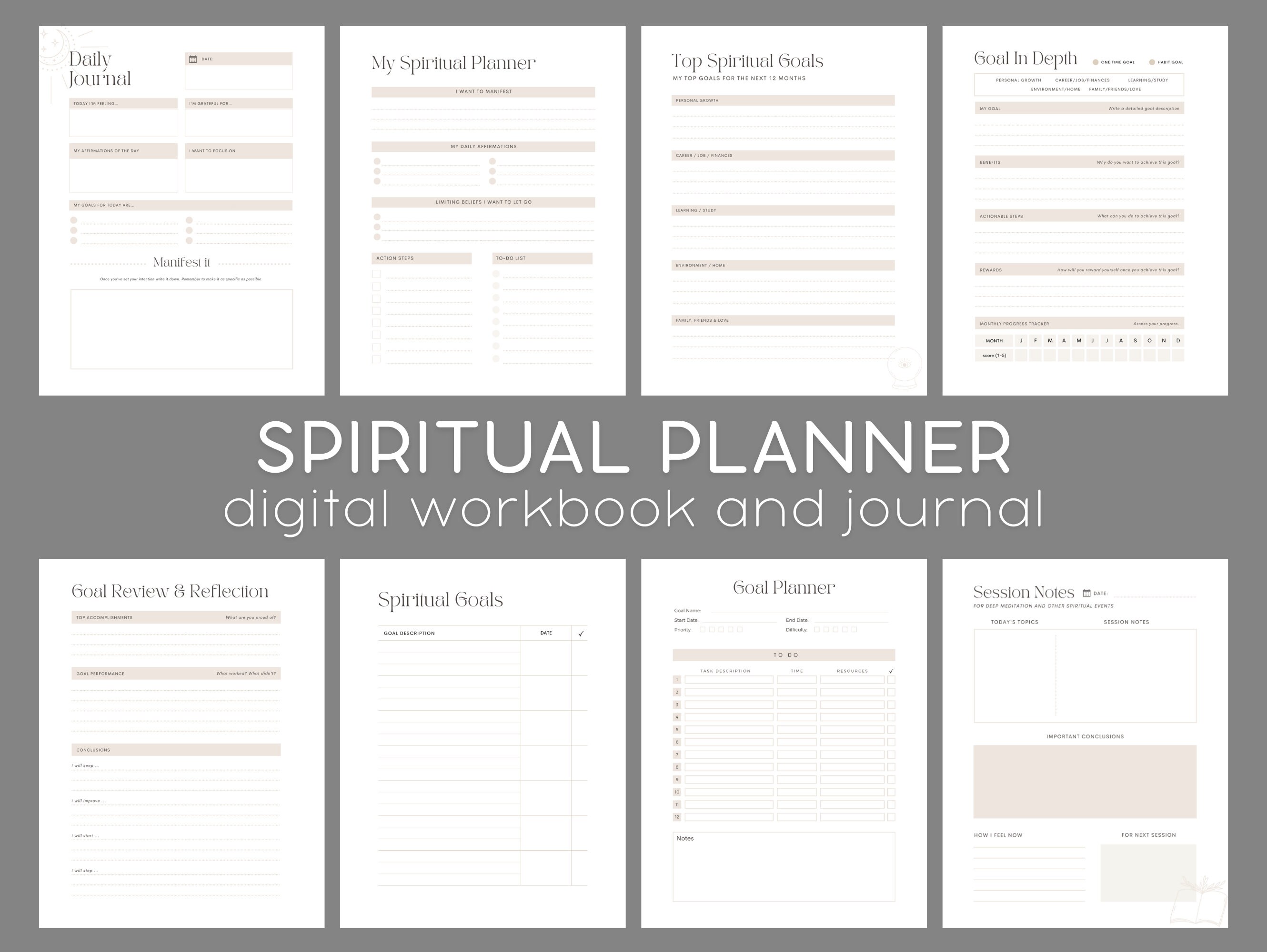 Digital & Printable Spiritual Journal Mindfulness Worksheet Self-care ...