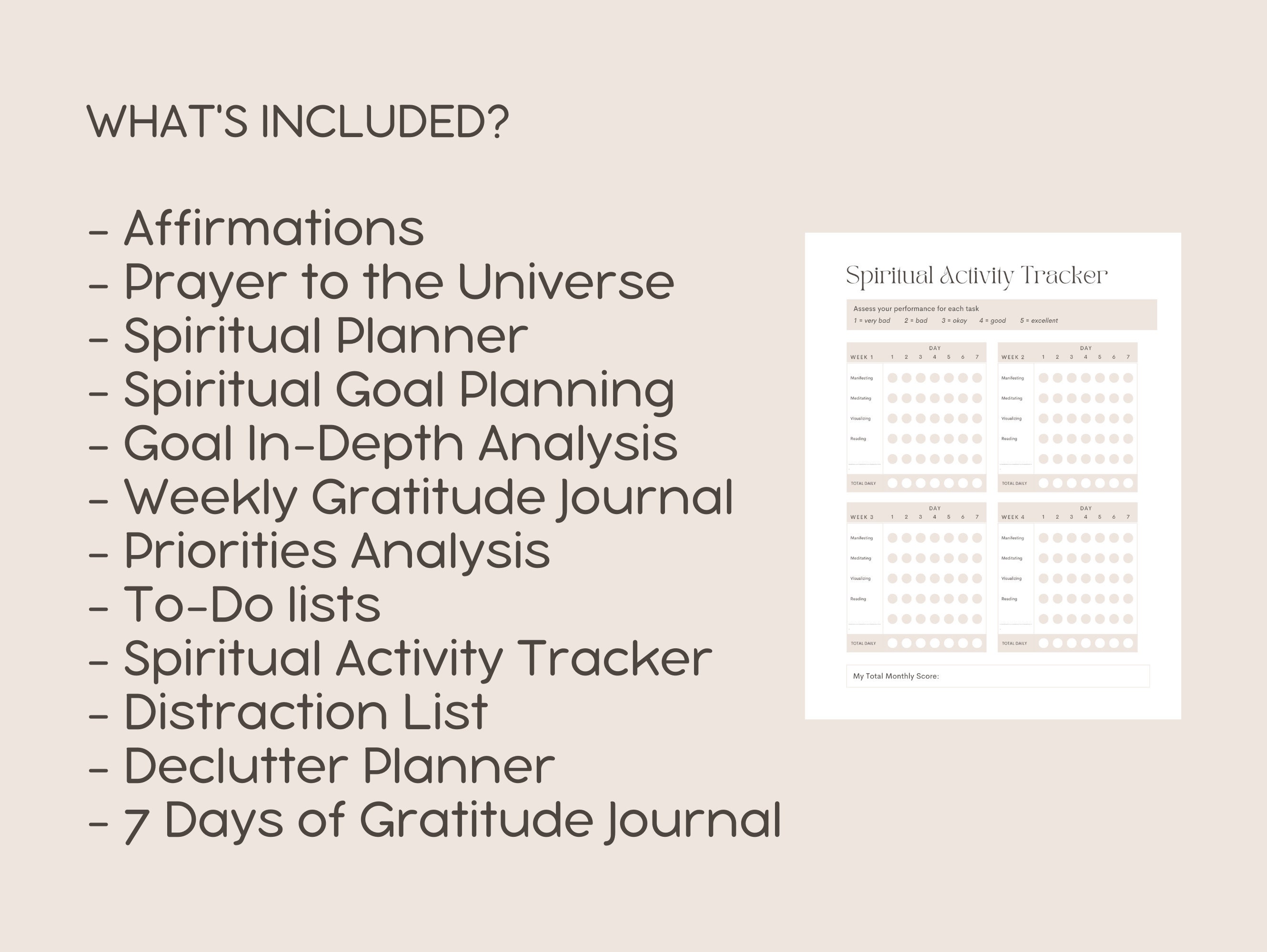 Digital & Printable Spiritual Journal Mindfulness Worksheet Self-care ...
